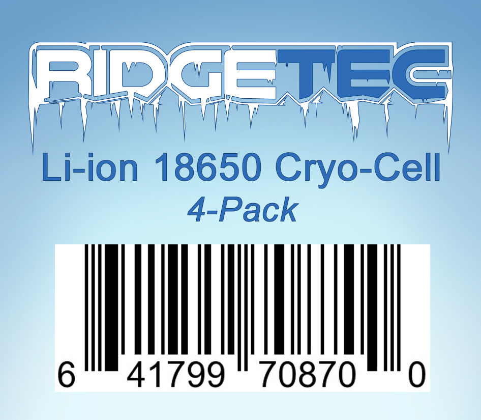 Li-ion 18650 Cryo-Cells (4-pack) – Ridgetec Outdoors